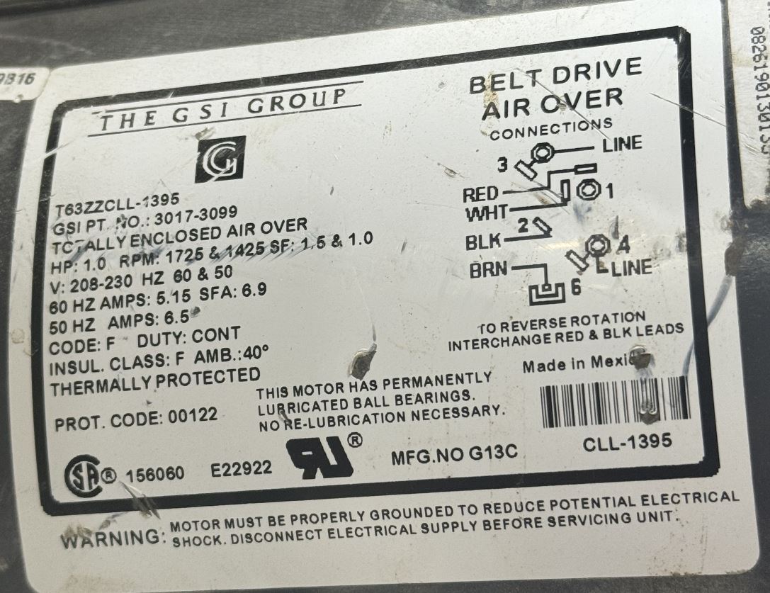 Hired Hand® 1 HP, 240V, 1 Phase, 1725 RPM Fan Motor | Hog Slat